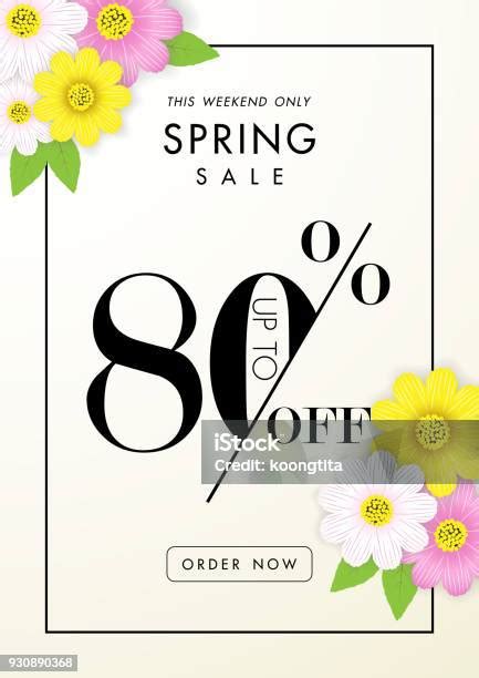 봄 아름 다운 꽃 오프 80 벡터 일러스트 레이 션 템플릿 배너 판매 배경 벽지 초대장 포스터 브로셔 쿠폰 할인 개성 개념에