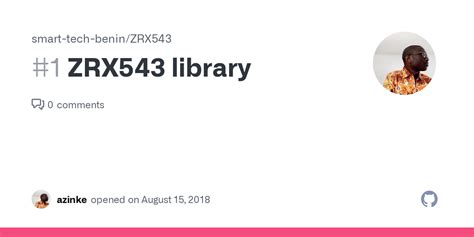 Zrx543 Library · Issue 1 · Smart Tech Benin Zrx543 · Github