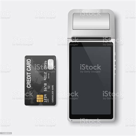 벡터 3d Nfc 지불 기계 및 신용 카드 와이파이 무선 지불 Pos 단말기 은행 결제 비접촉식 단말기의 기계 설계 템플릿 모형
