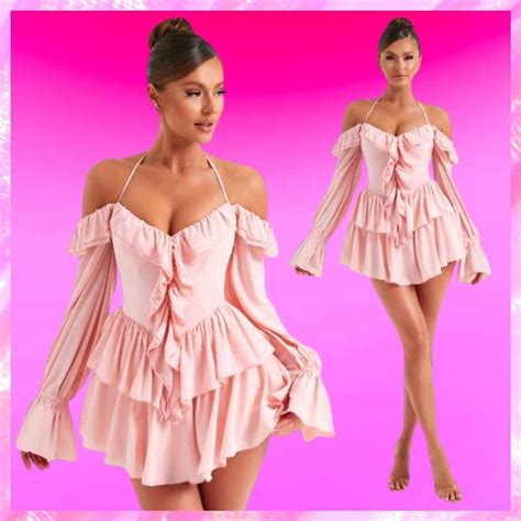 Pink Ruffle Mini Dress Beach Babe Bikini