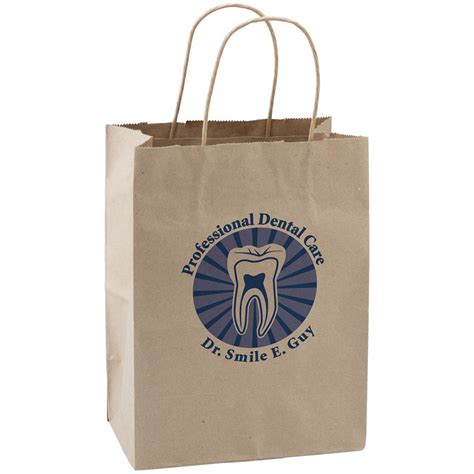 Custom Natural Kraft Paper Shopper Bags Medium Take Home Bags From