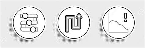 Set Line Financial Growth Decrease Graph Chart Diagram And Arrow Icon Vector Stock