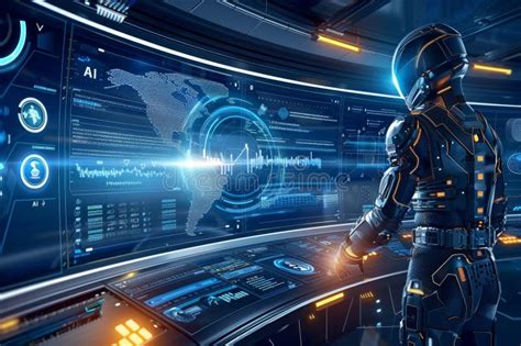 futuristic ai robot analyzing data modern technology digital