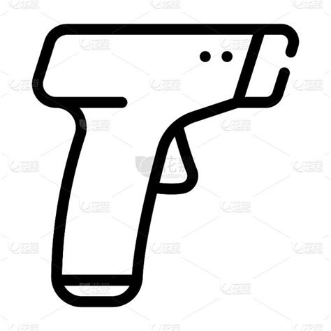 红外温度计线图标矢量插图