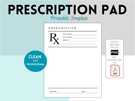 Prescription Pad Template Rx Prescription Notepad Template