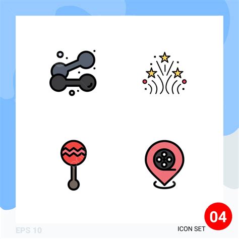 4 Color Vector Hd Images Set Of 4 Vector Filledline Flat Colors On Grid For Dumbbell Maracas