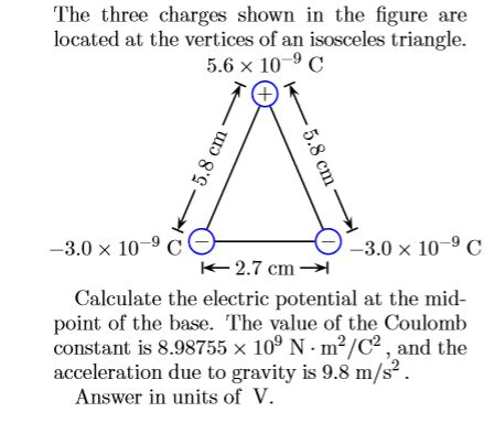 Solved The three charges shown in the figure are located at | Chegg.com
