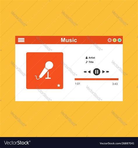 Media Player Application App Template With Flat Vector Image