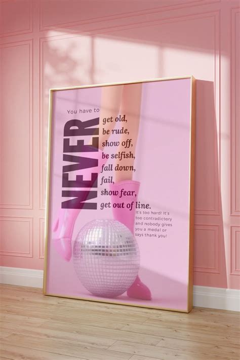 Barbie Movie Glorias Monologue Pink Wall Art Poster Motivational