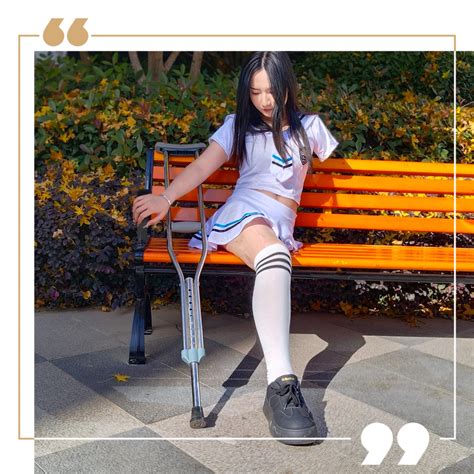 Beibei Ooe Amputee Girl Practicing Walking With Crutches While
