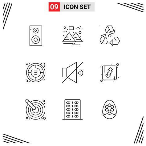 9 Thematic Vector Outlines And Editable Symbols Of Speaker Stopwatch Environment Clock Timer