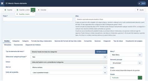 Menús Mostrar Listado De Todas Las Categorías Joomla Documentation