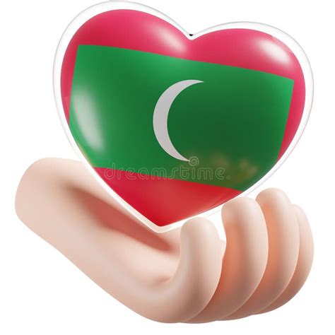 Maldives Flag With Heart Hand Care Stock Photo Illustration Of Glass Gesture