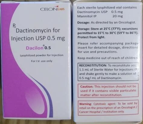 Dacilon Dactinomycin For Injection Celon Labs At Rs 333piece In Mumbai