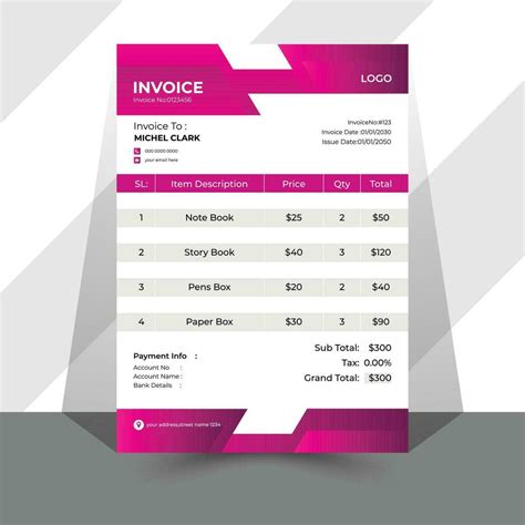 Invoice Design Template 35619428 Vector Art At Vecteezy