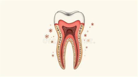 Artistic Tooth Cross Section With Beautifully Integrated Floral Patterns Stock Illustration