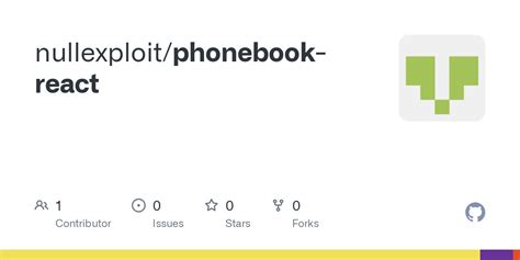 GitHub Nullexploit Phonebook React