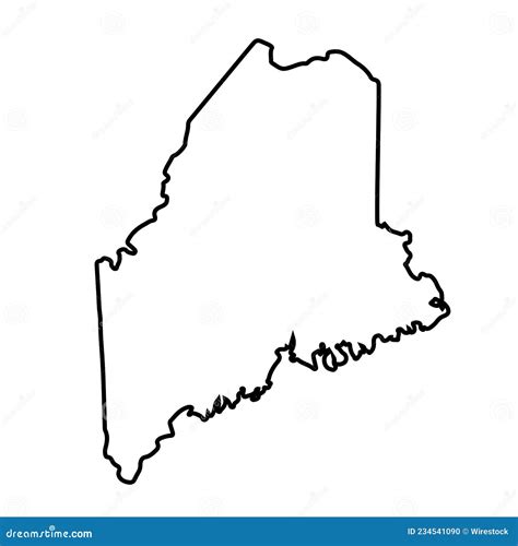 2d State Of Maine Outline Map On White Background Stock Illustration