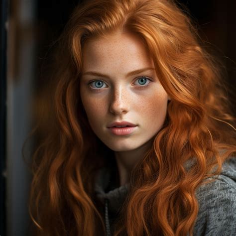 Premium Photo Portrait Photography Of A Redhead Female In The Style Of A Cover Of A Magazine
