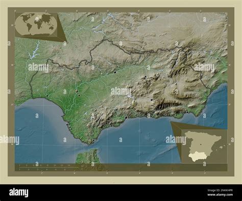 Andalucia Autonomous Community Of Spain Elevation Map Colored In Wiki