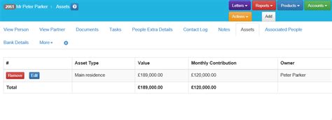 The Assets Tab Adviser Cloud