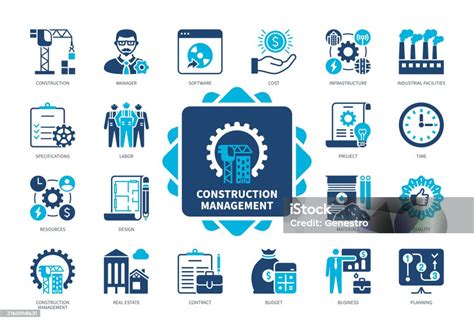 Jeu Dicônes Solides De Gestion De La Construction Vecteurs Libres De