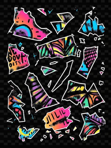 Torn Sticker Fragments With Colorful And Patterned Designs W Unique Texture Background Designs