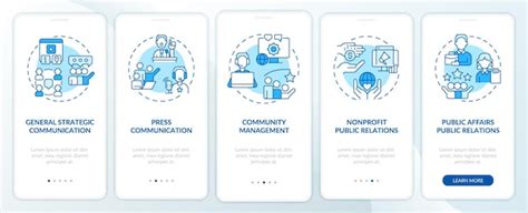Premium Vector Types Of Pr Firms Blue Onboarding Mobile App Screen Public Relations