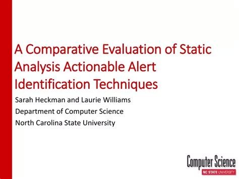 PPT A Comparative Evaluation Of Static Analysis Actionable Alert Identification Techniques