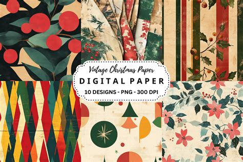 Vintage Christmas Paper Backgrounds Graphic By Pcudesigns · Creative