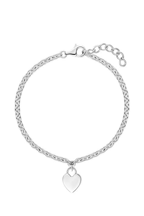 Jewellery Sterling Silver 925 Polished Charm Heart Bracelets Simply