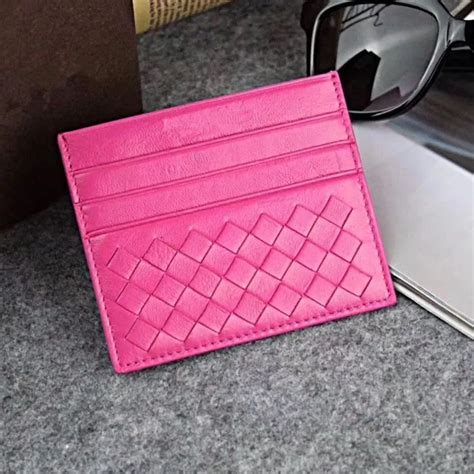 Genuine Leather Credit Card Holder Wallet Classic Weaving Designer Thin