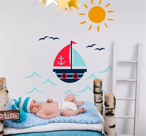 Boat Drawing Nautical Decal Tenstickers