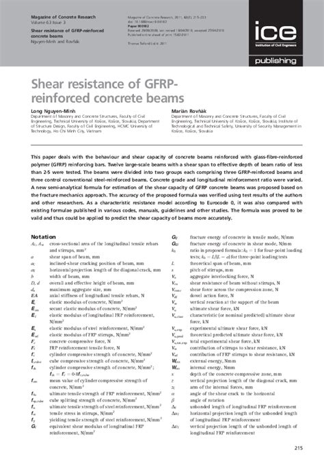 Pdf Shear Resistance Of Gfrp Reinforced Concrete Beams