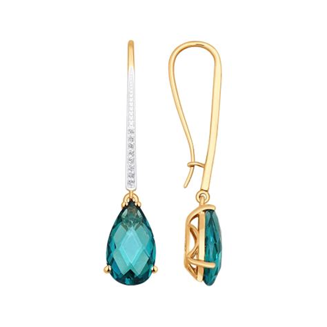 Подвесные серьги из красного золота с ситалом и фианитами 000 251741 Купить в рассрочку в