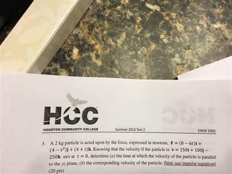 Solved A 2 Kg Particle Is Acted Upon By The Force Expressed