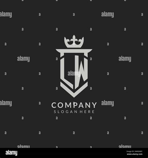 Initial Lw Shield And Crown Logo Style Vector Graphic Stock Vector