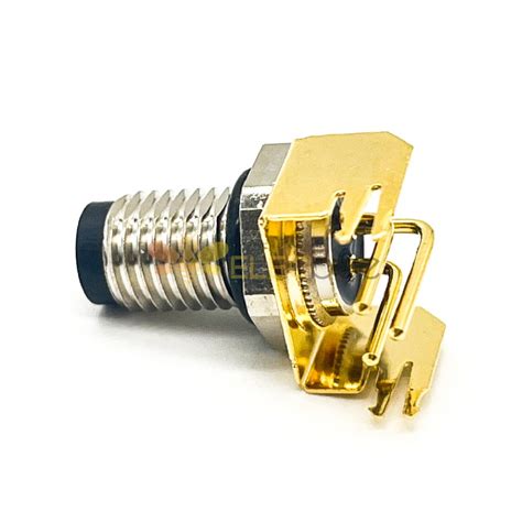 M8 Circular Connector Male Receptacle 3 Pin Blukhead Angled Waterproof For Pcb Mount