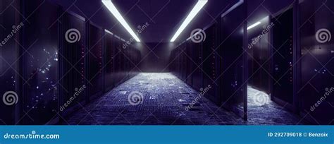 Dark Server Racks In Computer Network Security Server Room Data Center