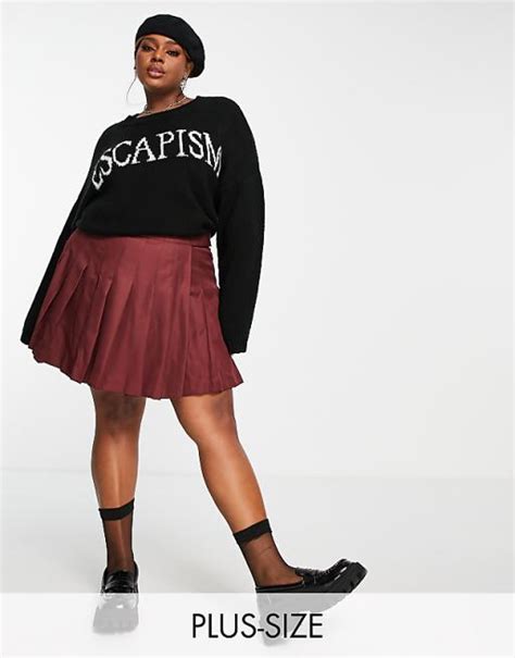 Collusion Plus Mini Jupe Plissée Densemble Bordeaux Asos