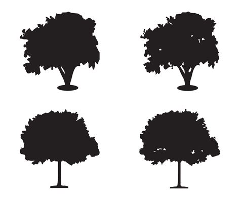 Vector De Silueta De árbol Siluetas De árboles Forestales Aislados En