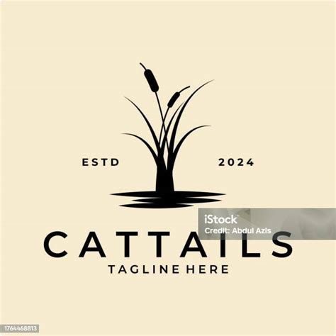 Cattails 심벌 마크 빈티지 벡터 간단한 일러스트 레이 션 템플릿 아이콘 그래픽 디자인 로고에 대한 스톡 벡터 아트 및
