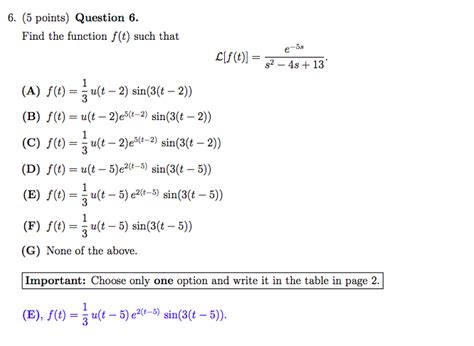 Solved Points Question Find The Function F T Such Chegg