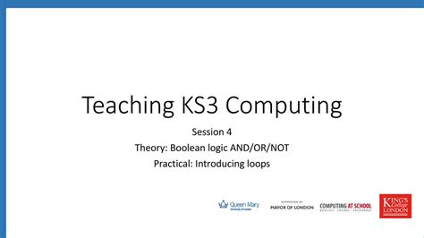 Teaching KS3 Computing Session 4 Theory Boolean Logic AND OR NOT Ppt