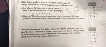 Answered 6 Make Sense And Persevere Glen Compares The Rates Of Change