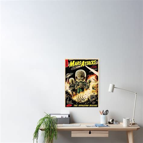 Mars Attacks Ack Vintage Green Alien Poster For Sale By Manelghanem