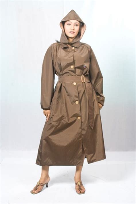 Secure In Her Hooded Rubberlined Nylon Mac Rainwear Girl Rainwear