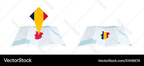Two Versions Of An Chad Folded Map One Royalty Free Vector