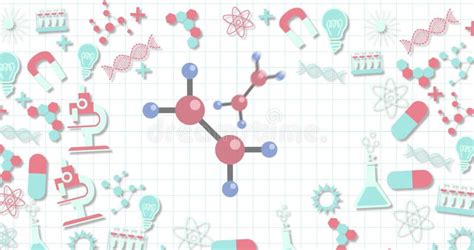 Image Of Science Concept Icons Floating Against Squared Lined Paper