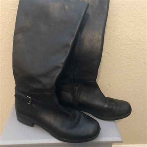 Black Gisela Knee High Riding Boots Made Of Soft Depop